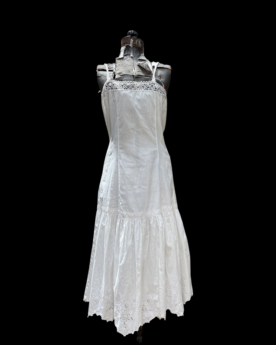 Edwardian Pigeon Breast Eyelet Cotton Slip Dress – Of the Palms
